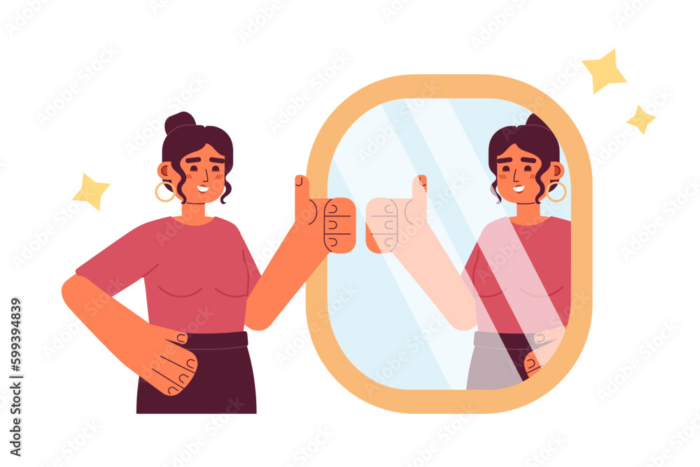 Vecteur Stock Mirror affirmations flat concept vector spot illustration ...