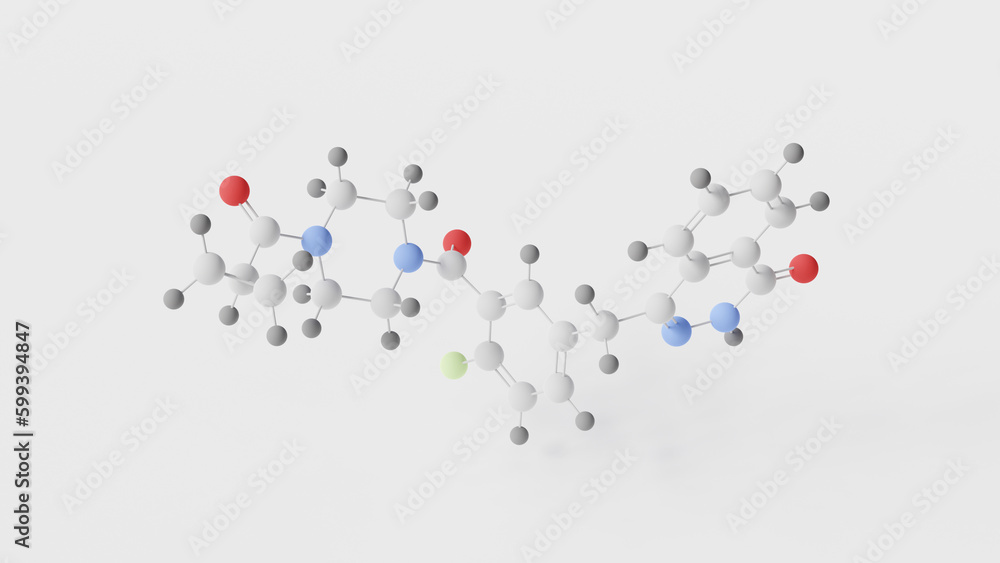 olaparib molecule 3d, molecular structure, ball and stick model ...
