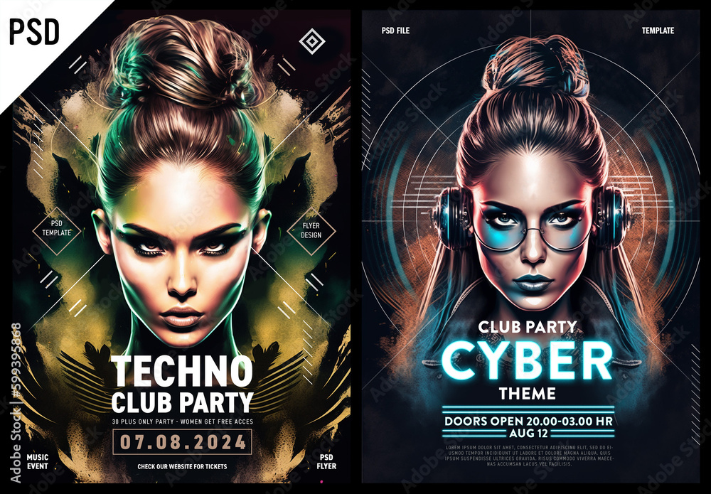 Dance music event flyer with Generative AI Stock Template | Adobe Stock