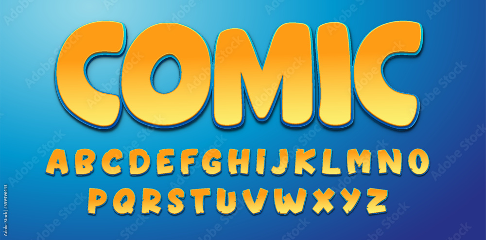 Comics font. Comic graphic typography, funny supers heros alphabet and creative fonts letters ...