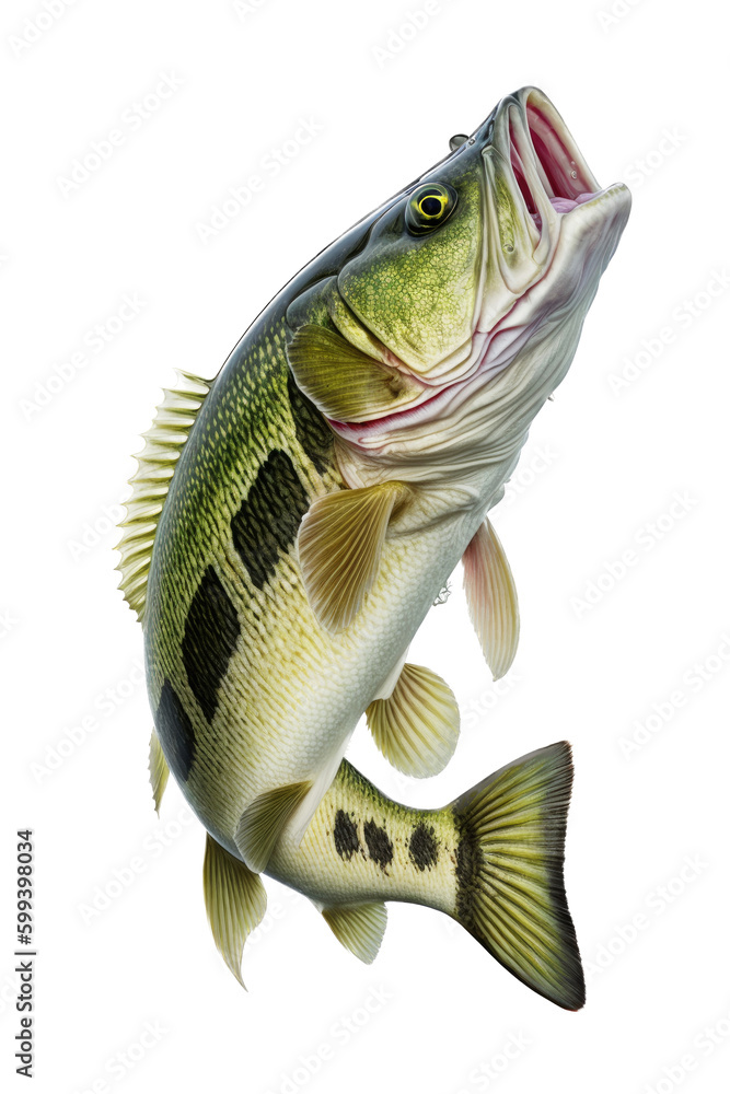 ภาพประกอบสต็อก an isolated Largemouth Bass swimming, freshwater ...
