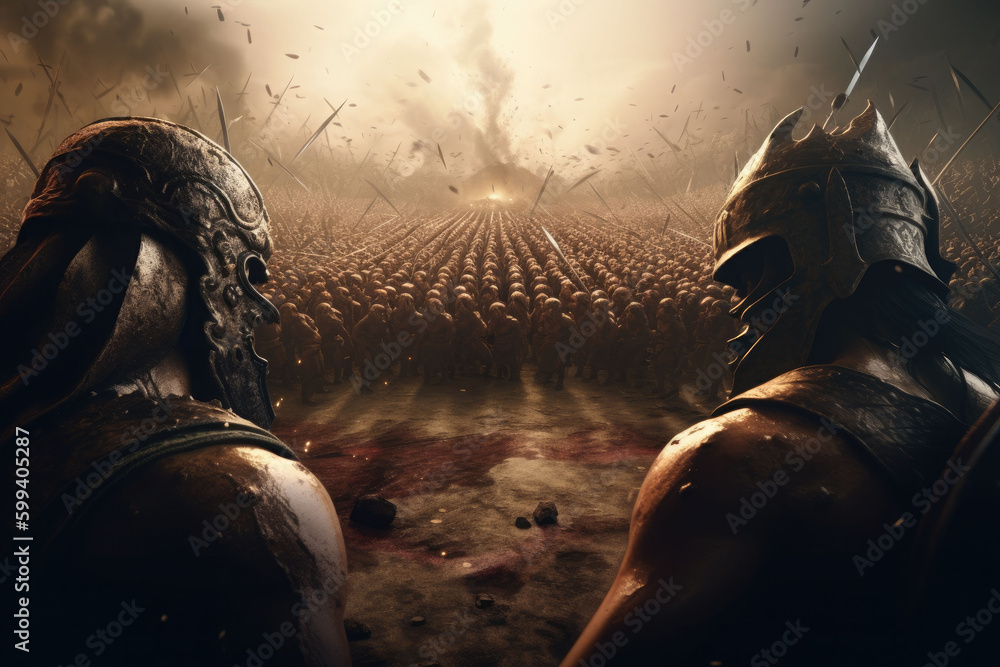 Epic battle between two powerful characters. A fight between two ...