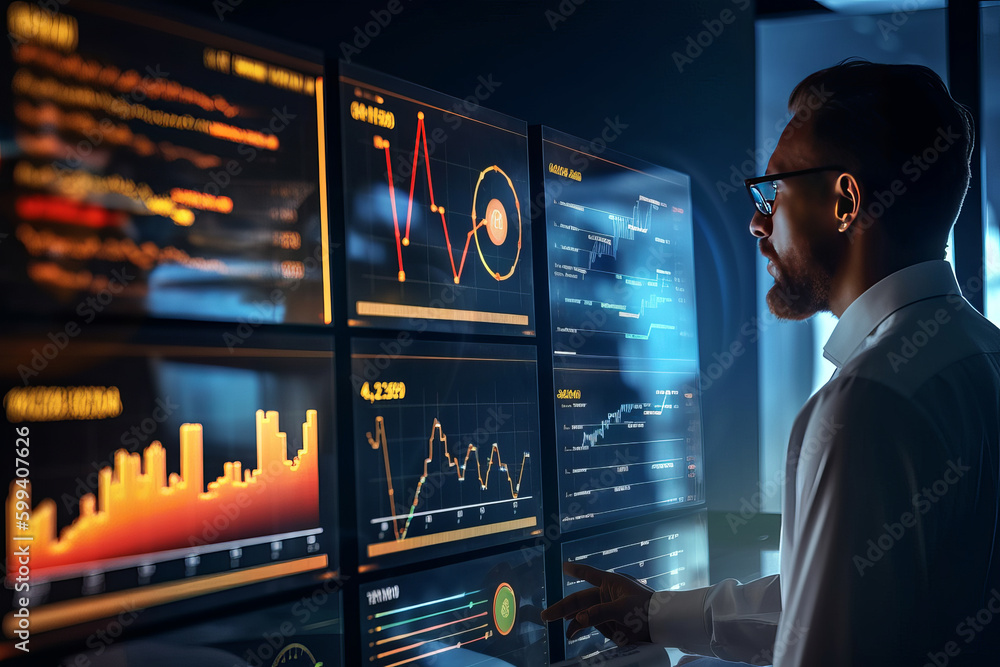 Business finance data analysis chart. Financial management technology ...