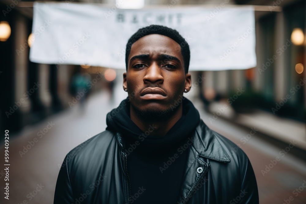 African American man standing in the middle of the street fighting for ...