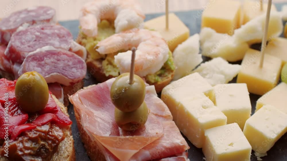 Italian or Spanish restaurant with traditional tapas food, Spanish ...