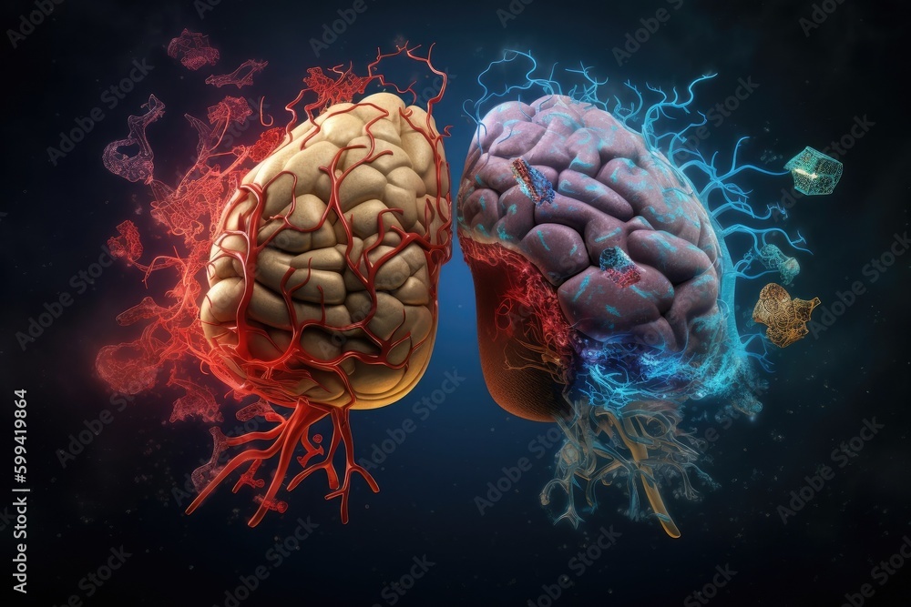 Left and right brain showing different functions Stock Illustration ...