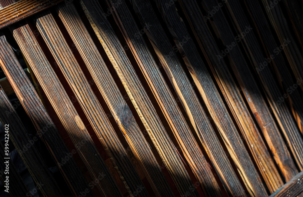 Wooden slats. Natural wood lath line arrange pattern texture background ...