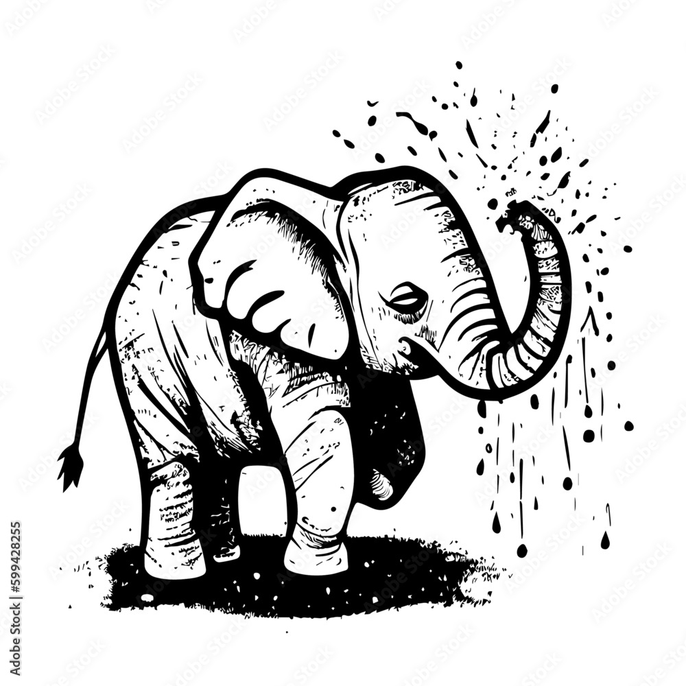 drawing of an elephant bringing good luck for illustration Stock Vector ...