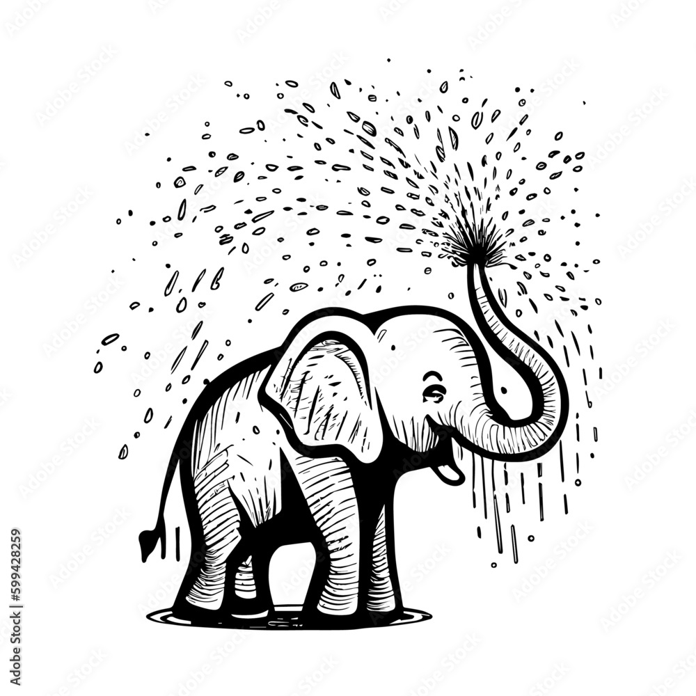 drawing of an elephant bringing good luck for illustration Stock Vector ...