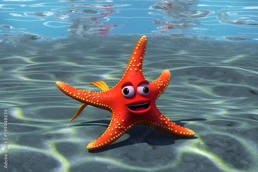 Cute kids underwater character in cartoon style. Neural network AI ...