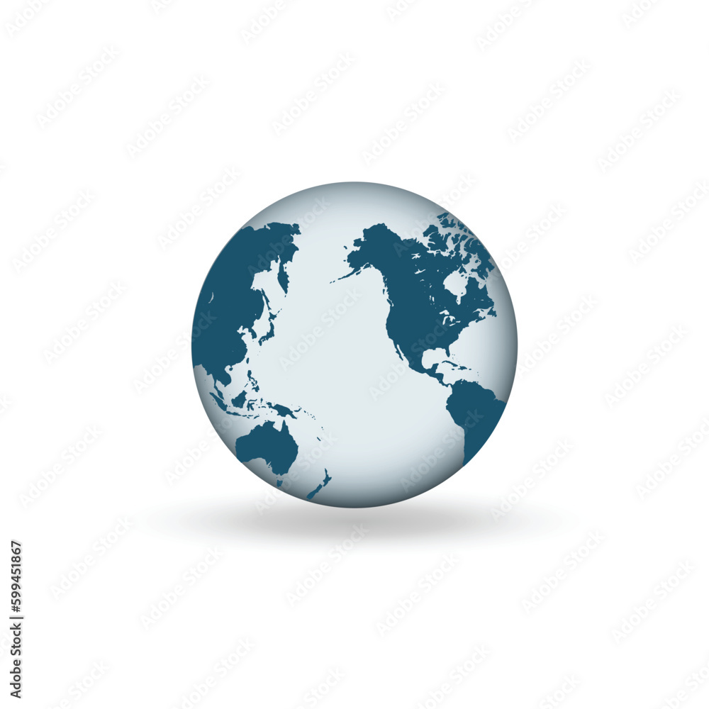 Earth globe icons. earth hemispheres with continents. vector world map ...