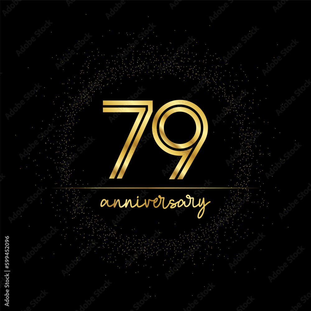 79 years golden number for anniversary with golden glitter and line on ...