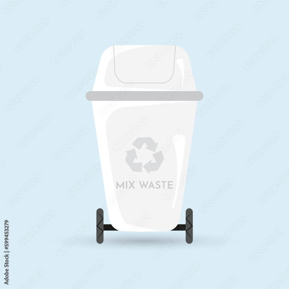 Waste Garbage containers and types of trash, colorful vector icons ...