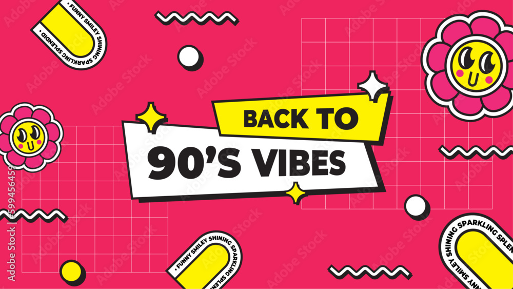 Vector flat design 90s music festival colorful colourful twitch ...