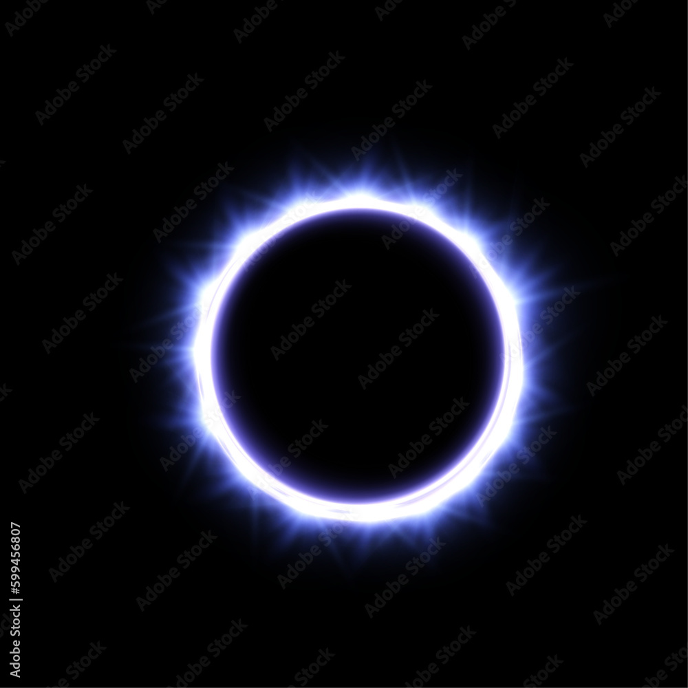 Abstract light circle with glowing swirling rays. Energy flow tunnel ...