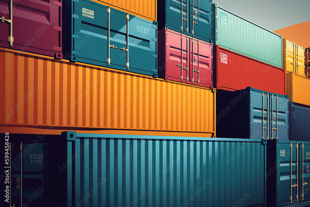 Shipping containers, abstract background in vector style, corporate colors. Generative art Stock ...