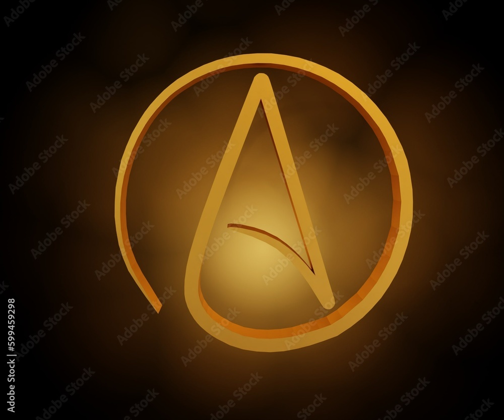 Isolated atheist symbol in the black background 3d rendering Stock ...