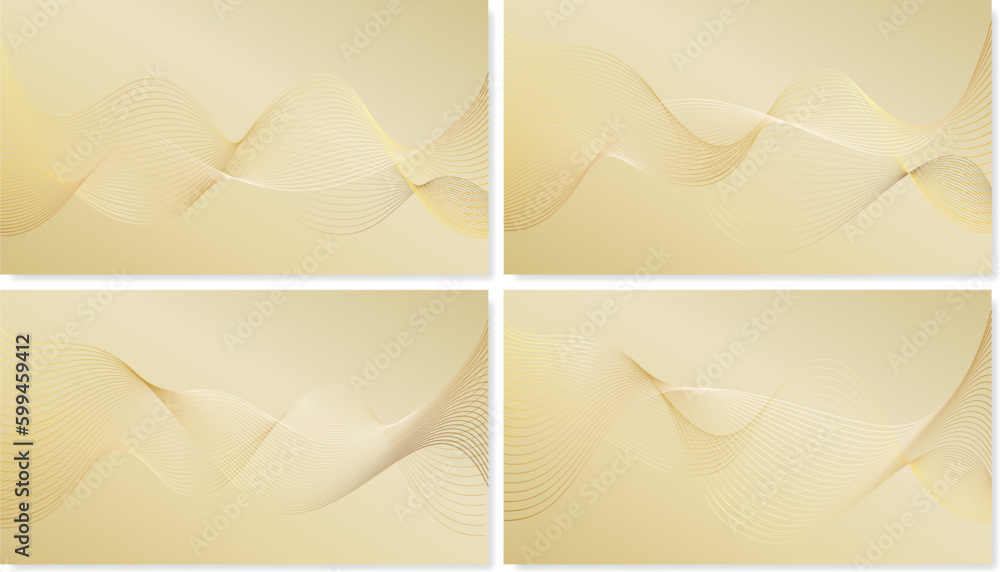3d wavy gold lines swoosh background. Luxury beauty thin curves, swirl ...