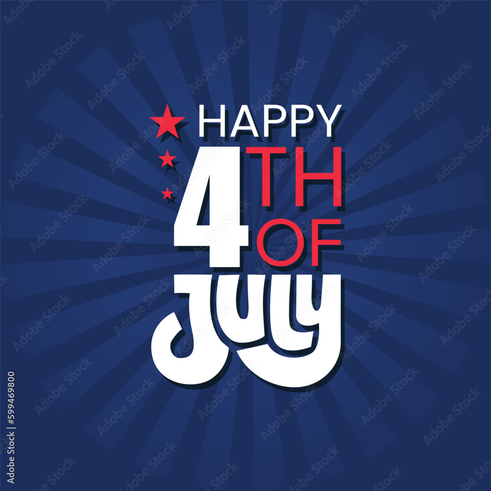 Happy 4th of July lettering vector illustration. 4th of July logo on a ...