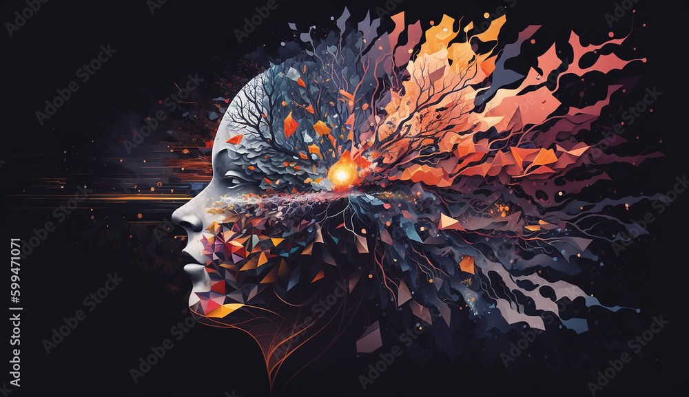 Generative AI illustration of annual collective mind concept art ...