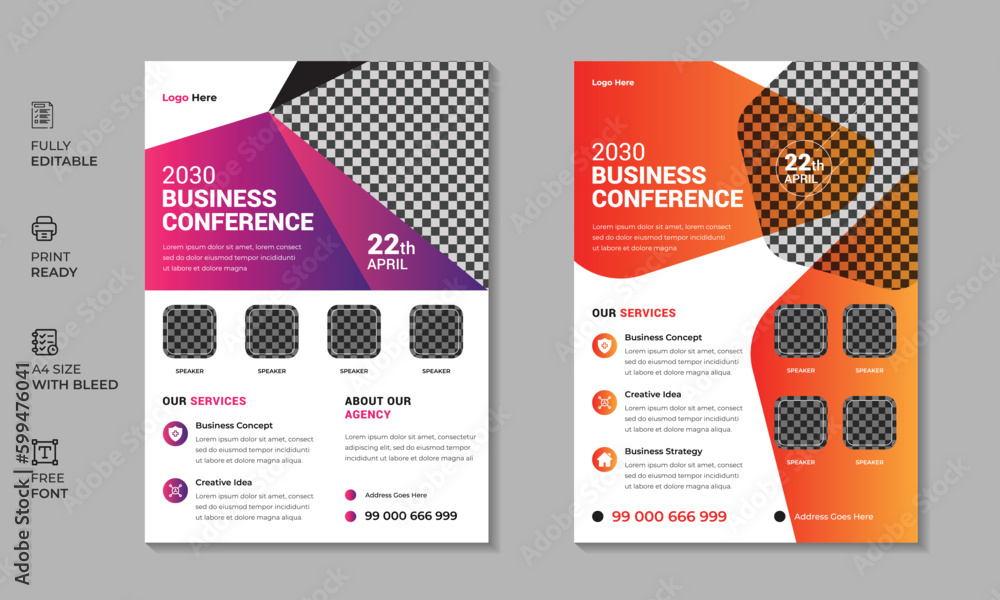 Business conference flyer design template. Business conference flyer ...