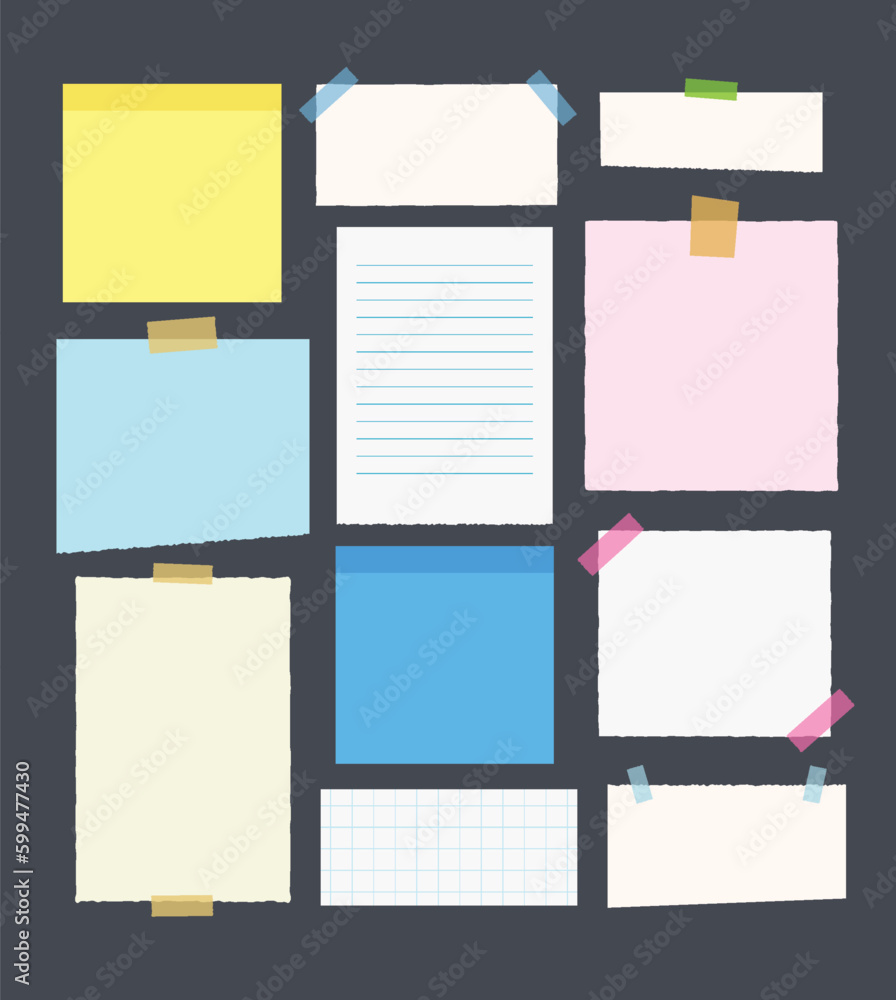 set of sticky note and torn paper sheets isolated background. Stock ...