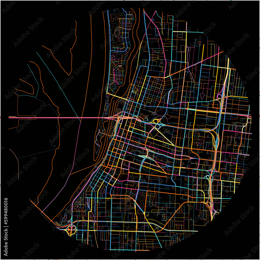Colorful Map of Memphis, Tennessee with all major and minor roads ...