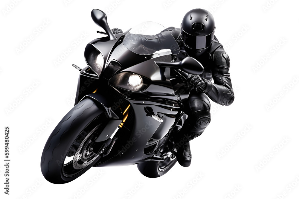 Motorbike on the road riding. having fun driving the empty road on a ...