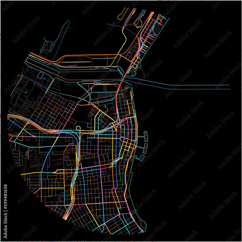 Colorful Map of CorpusChristi, Texas with all major and minor roads ...