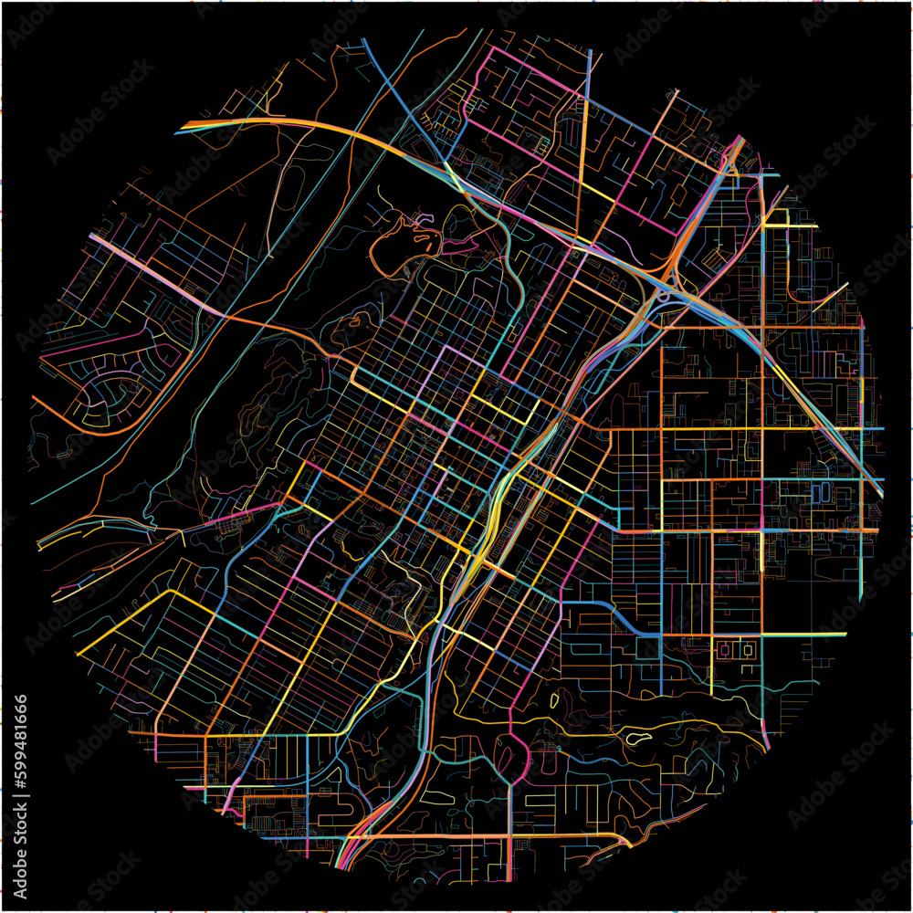 Colorful Map of Riverside, California with all major and minor roads ...