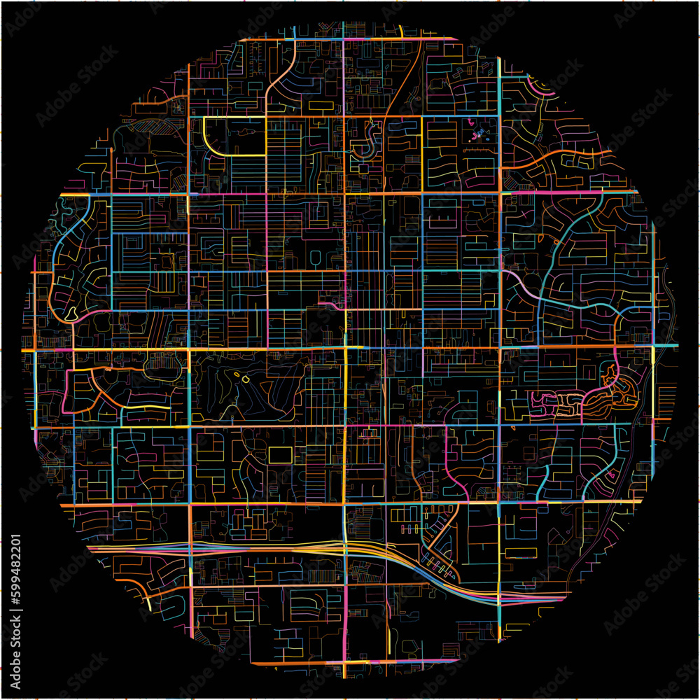 Colorful Map of Chandler, Arizona with all major and minor roads. Stock ...