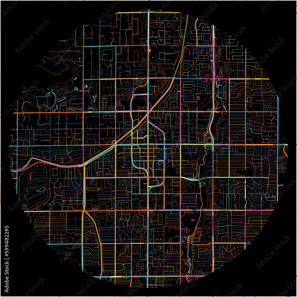 Colorful Map of Scottsdale, Arizona with all major and minor roads ...