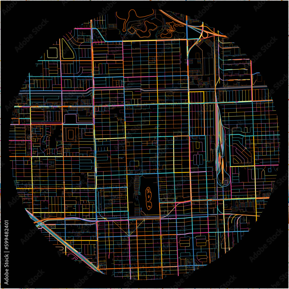 Colorful Map of Hialeah, Florida with all major and minor roads. Stock ...