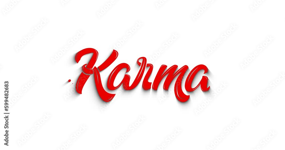 Karma animation text in red color on the white screen alpha channel ...