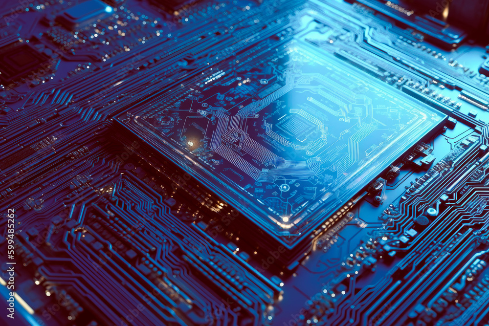 Central Computer Processors CPU and GPU concept. Motherboard digital ...