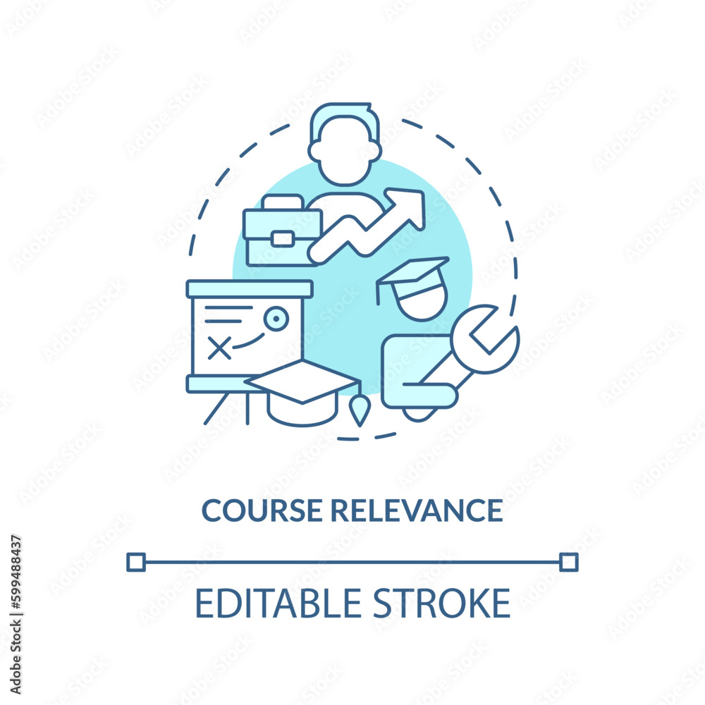 Vetor de Course relevance turquoise concept icon. Skills development. Education system. Human ...