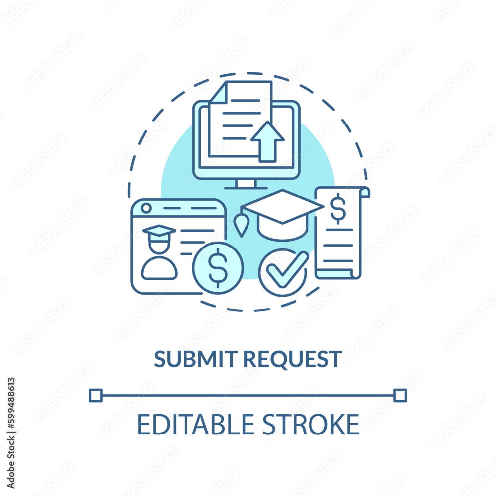 Submit request turquoise concept icon. Reimbursement of expenses ... Submit request turquoise concept icon. Reimbursement of expenses ...