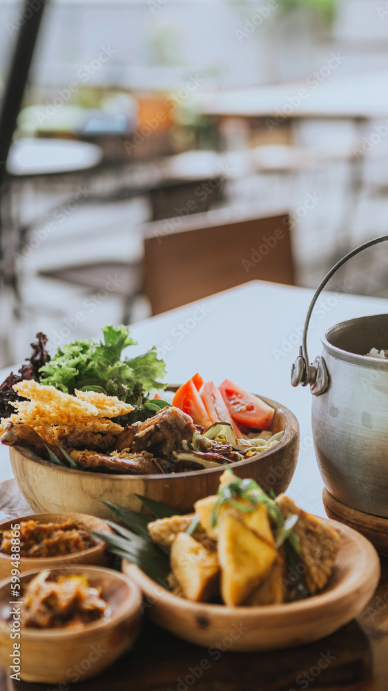 Nasi Liwet Sunda. A traditional Sundanese rice dish of white rice ...