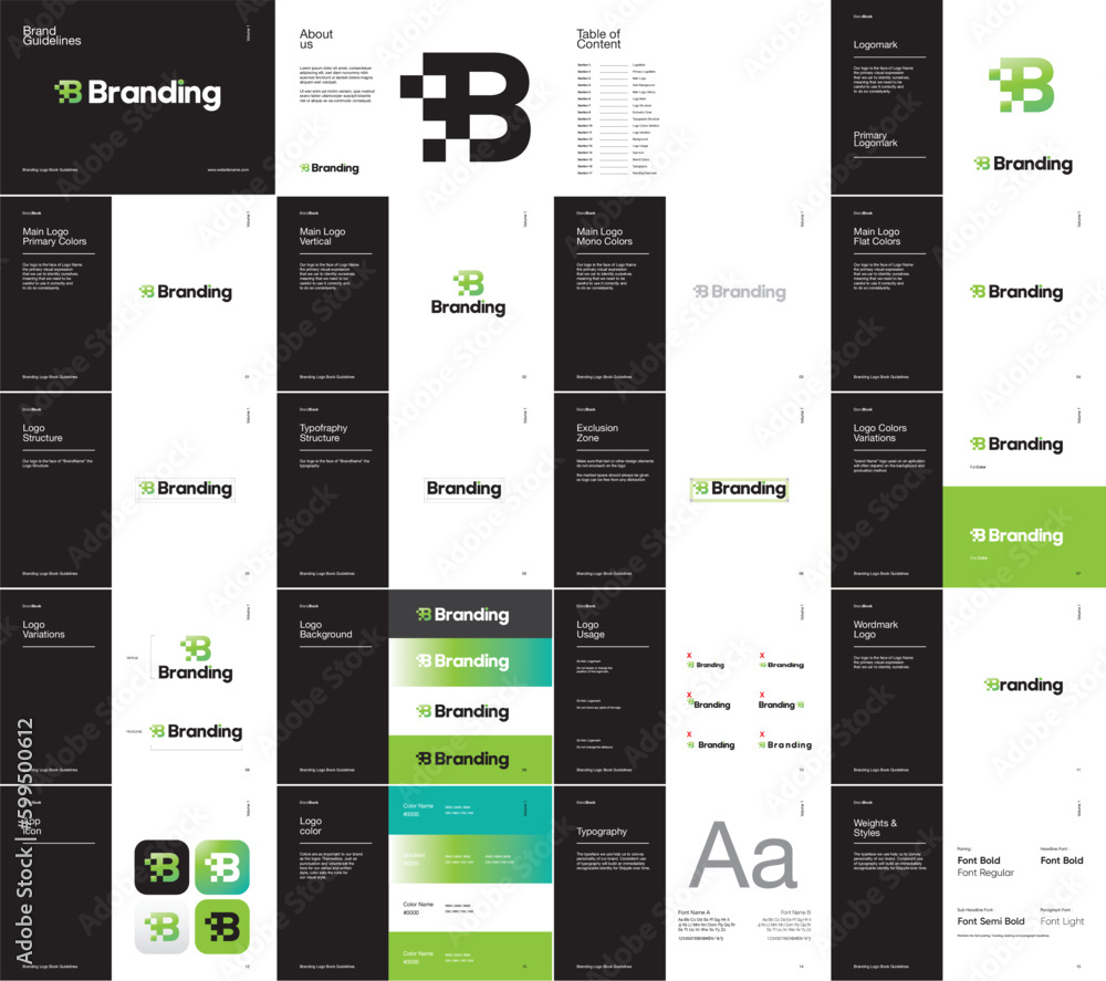 modern logo manual guideline template, brand book template Stock Vector ...