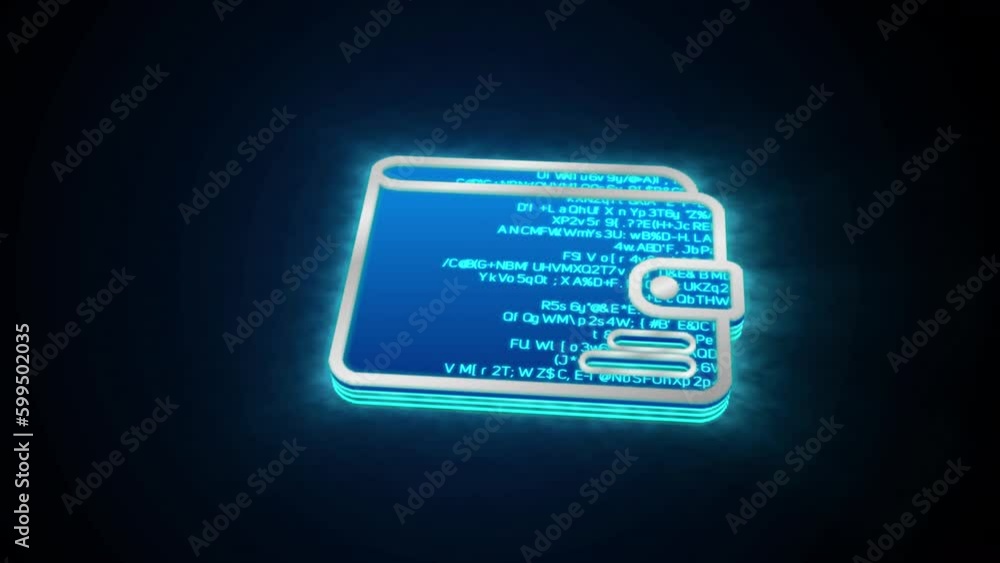 3d Blue Digital Wallet Or E Wallet Glowing Shining With Blue Binary Code Encryption Data