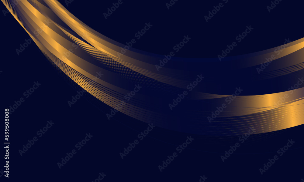 Dark blue abstract background with wavy gold lines pattern. Stock ...