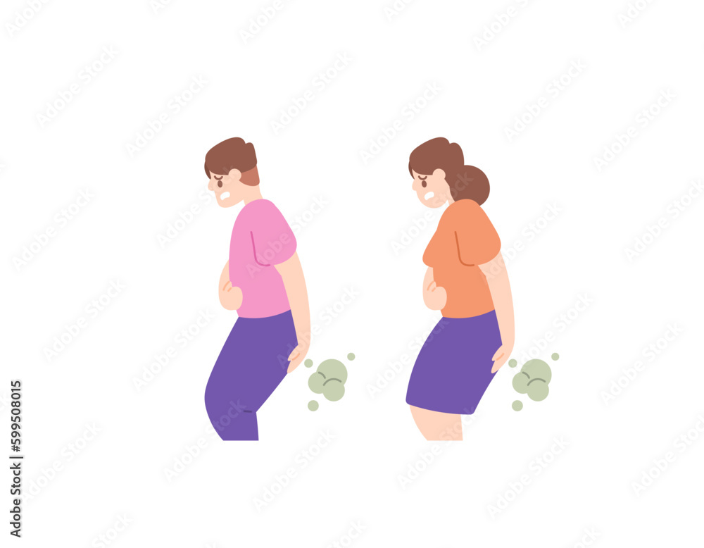a man and a woman feel pain in the stomach and frequent farting ...