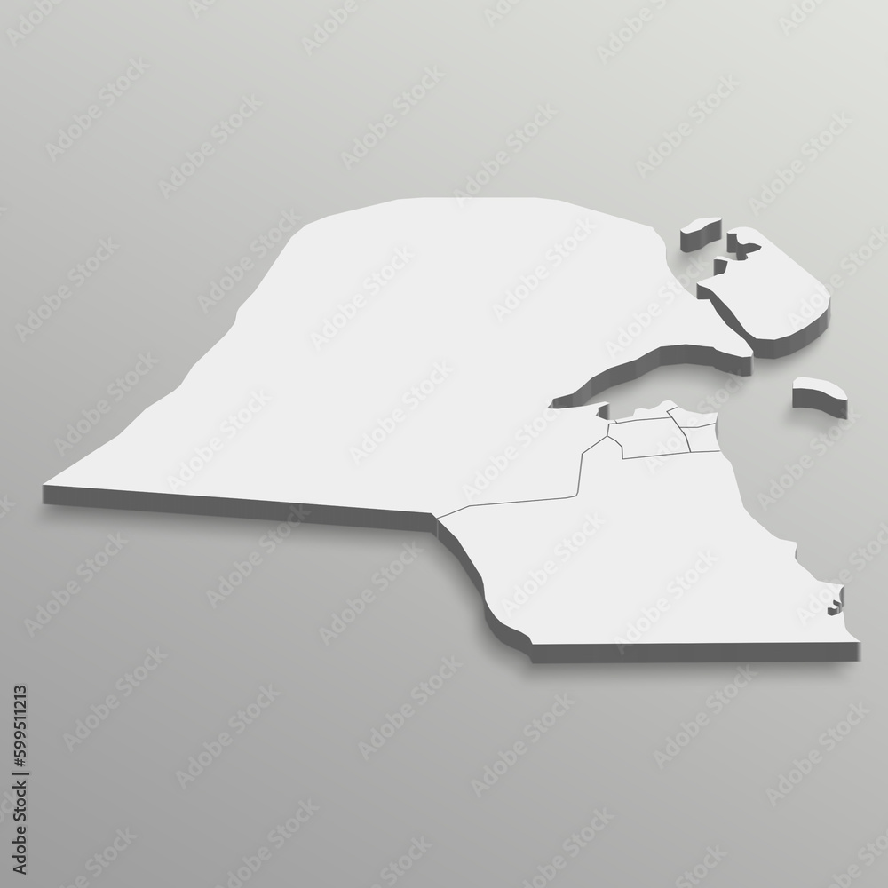 A map of the Kuwait in a gray background fully editable 3d isometric ...
