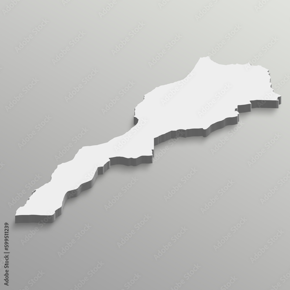 A map of the Morocco in a white background fully editable 3d isometric ...