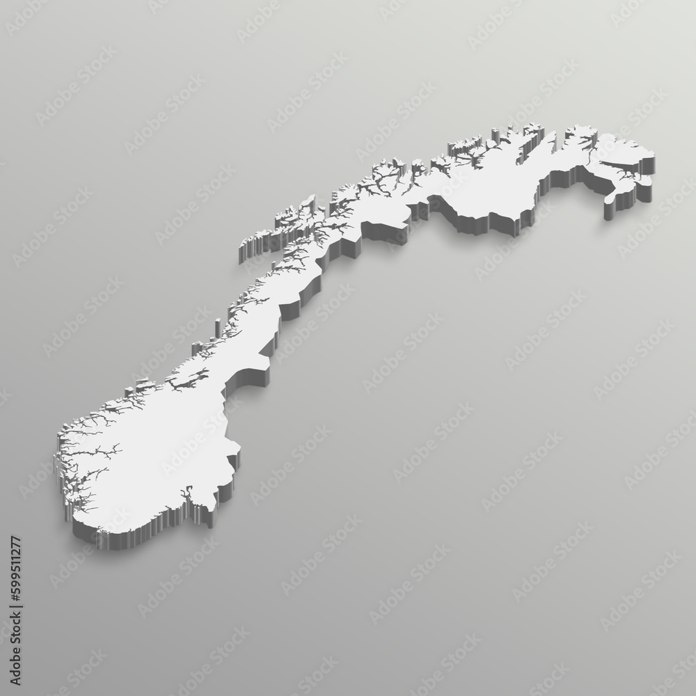 A map of the Norway in a white background fully editable 3d isometric ...