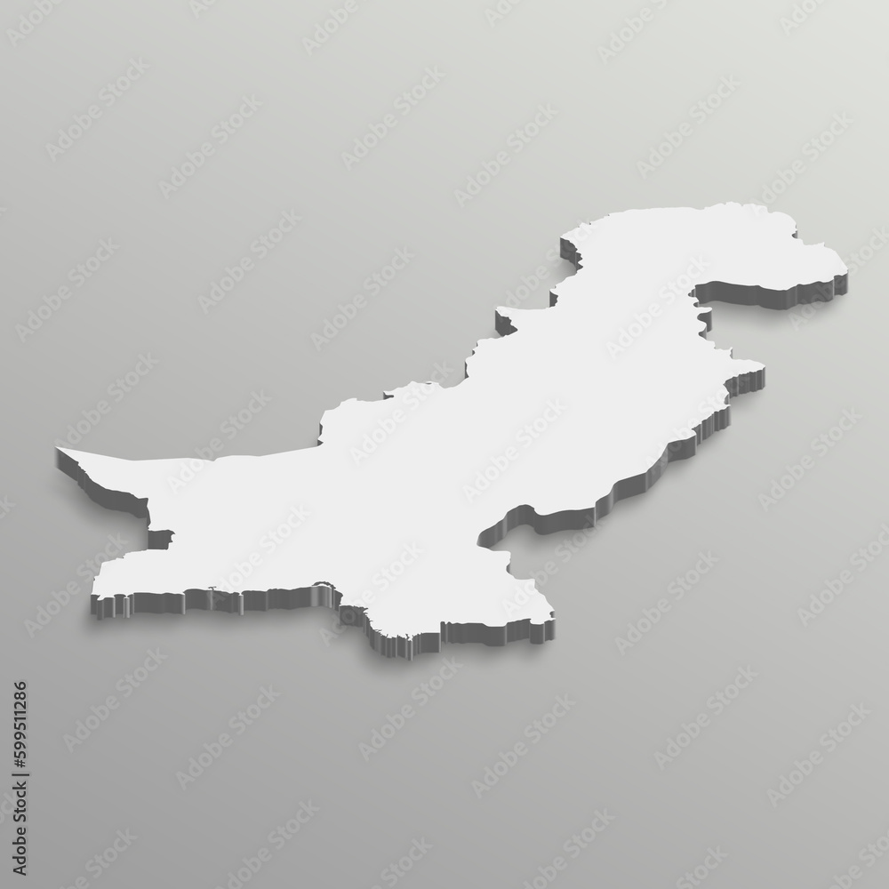 A map of the Pakistan in a white background fully editable 3d isometric ...