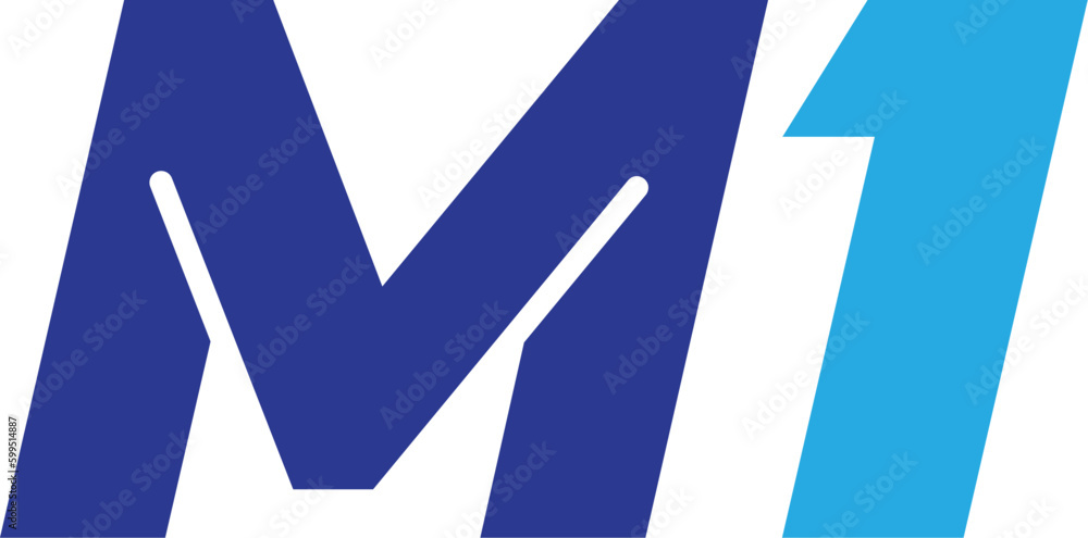 abstract modern M1 logo design. isolated on white background. vector ...