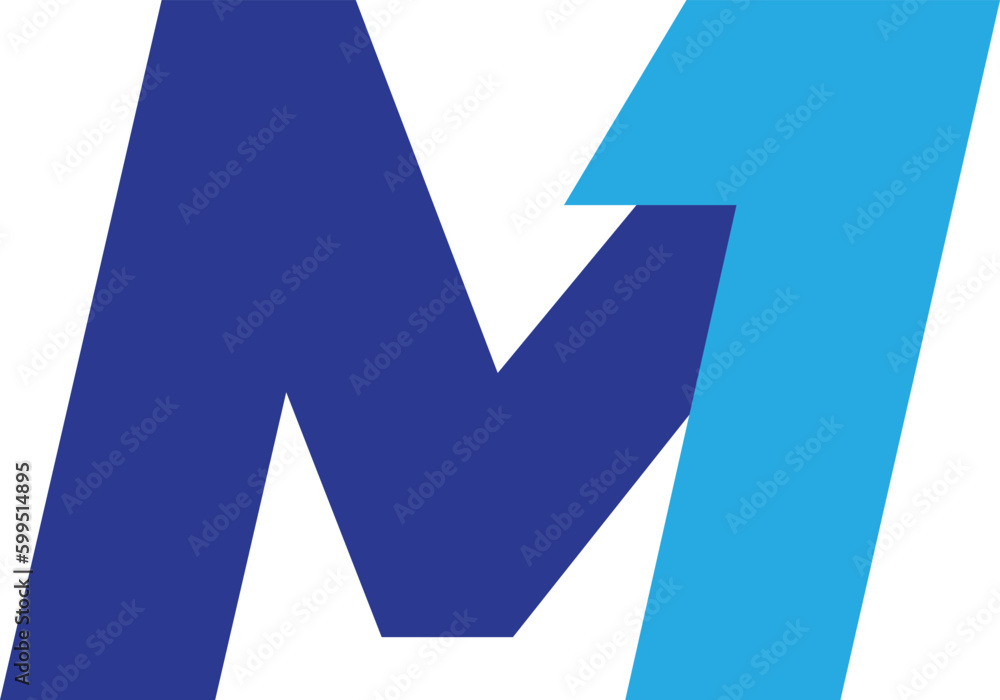 abstract modern M1 logo design. isolated on white background. vector ...