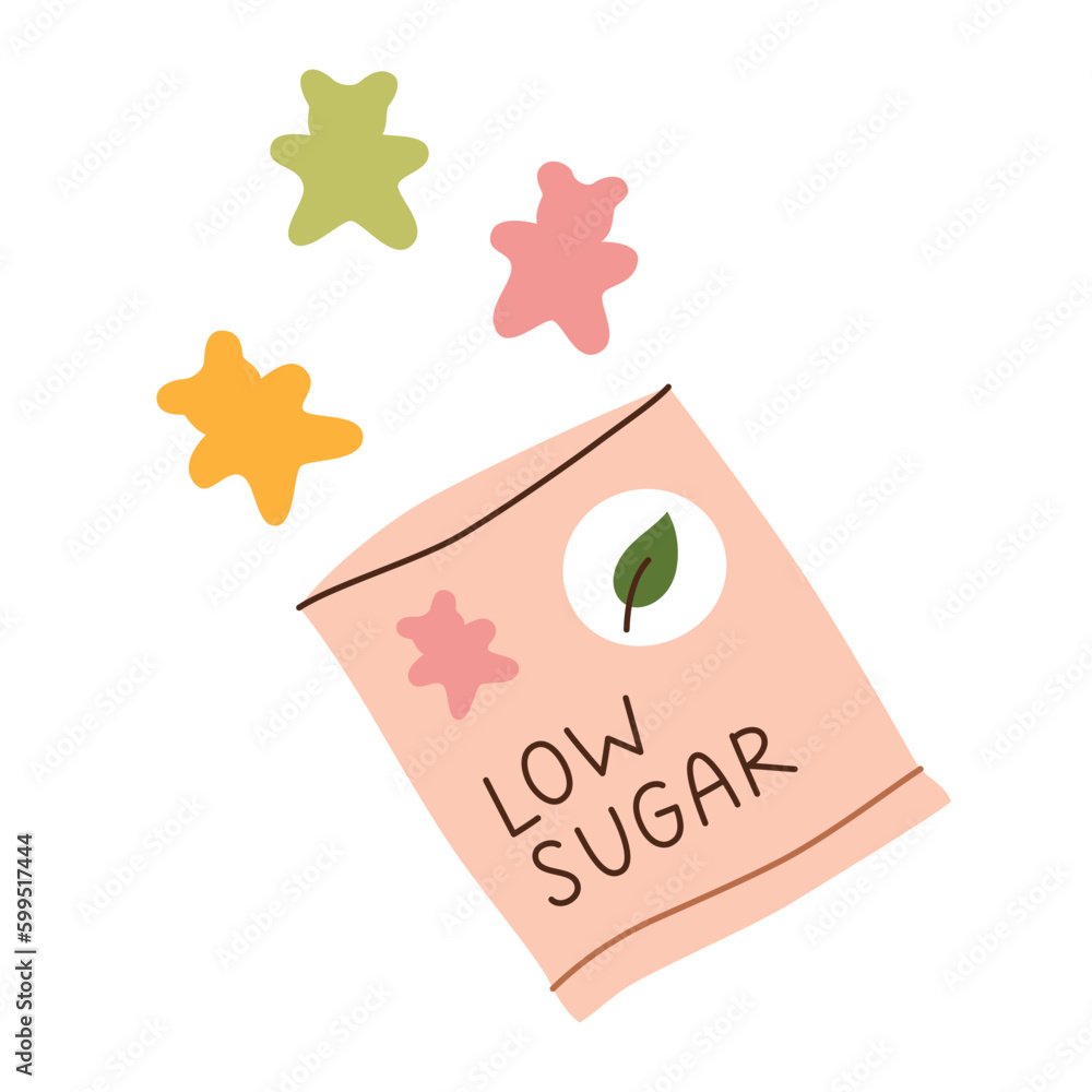 Gummy bears icon, vector doodle illustration of package with jelly ...
