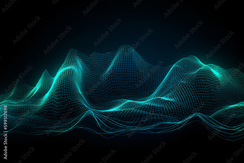 Visualization Of Wave Particle Dot Line Background Generative Ai Digital Illustration Stock